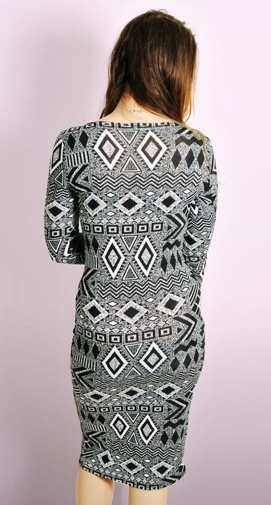 Monochrome Aztec Print Dress